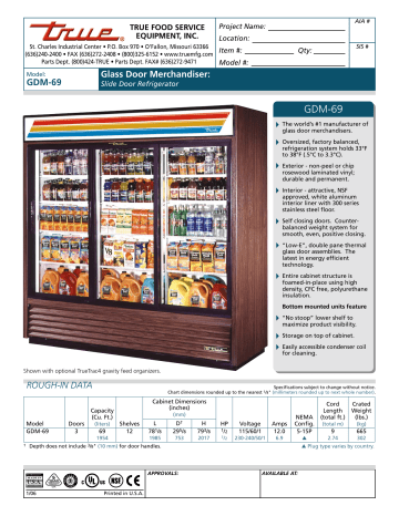 True GDM-69 Specifications | Manualzz