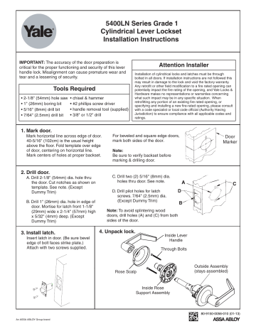Yale 5400LN Series Installation Instructions | Manualzz