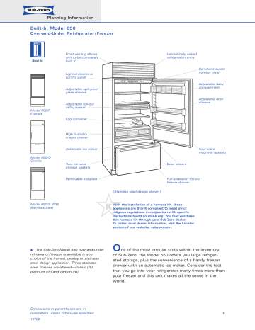 Sub-Zero 650/B, 650/S Specifications | Manualzz