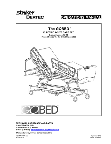 Stryker GOBED 2500, GOBED FL17E Operation Manual | Manualzz