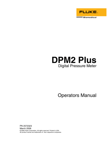 Fluke DPM2 Plus Operator's Manual | Manualzz