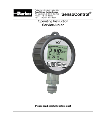 Parker SensoControl ServiceJunior Operating Instructions Manual | Manualzz