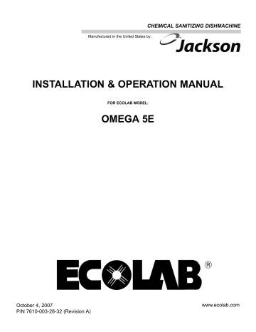 Ecolab OMEGA 5E Installation & Operation Manual | Manualzz