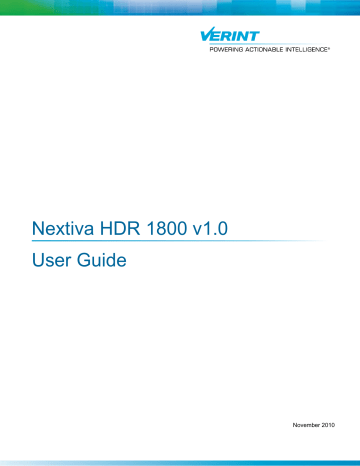 Verint Nextiva HDR 1800 User Manual | Manualzz