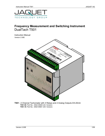 Jaquet DualTach T501 Instruction Manual | Manualzz