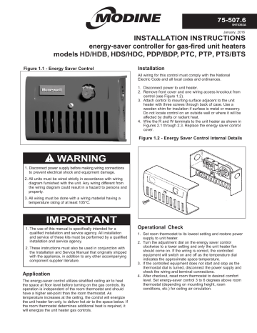 Modine Manufacturing BDP, HD, HDS, PDP, PTP Installation Instructions ...