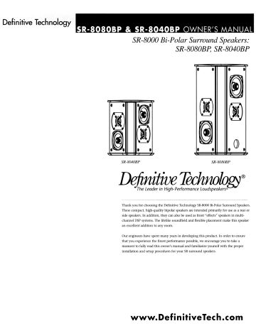 Definitive Technology SR-8040BP, SR-8080BP Owner's Manual | Manualzz