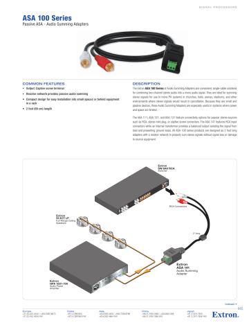 Extron electronics ASA 111 Brochure & Specs | Manualzz