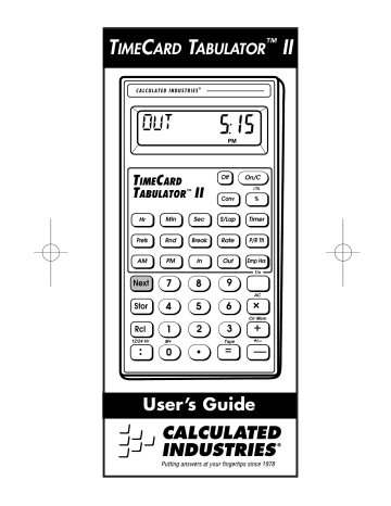 Calculated Industries TimeCard Tabulator II User Manual | Manualzz