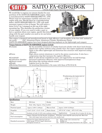 Saito FA-62B Operating Instructions Manual | Manualzz