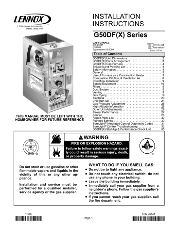 Lennox G50DF?60D?135 Installation Instructions Manual | Manualzz