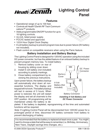 Heath Zenith Lighting Control Panel Quick Start Manual | Manualzz