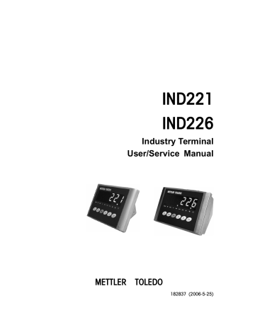 Mettler Toledo IND221, IND221-1000 User And Service Manual | Manualzz