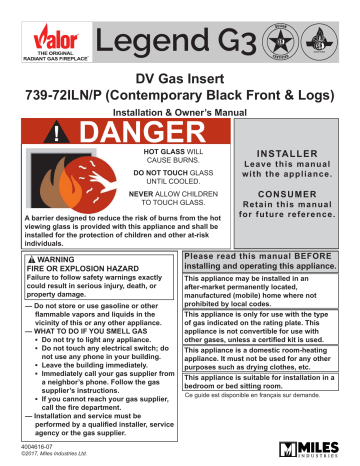 Valor 739-72ILN/P Installation And Owner's Manual | Manualzz