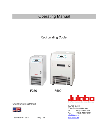 Materials of Construction of the wetted Parts. Julabo F500, F250 | Manualzz