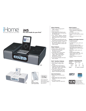 iHome iH5 Specifications | Manualzz