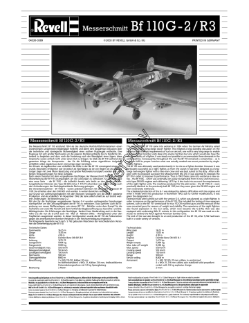 REVELL Messerschmitt BF 110G-2/R3 Assembly Manual | Manualzz