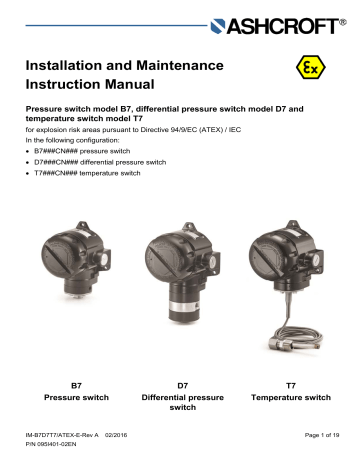Ashcroft B7 series Installation And Maintenance Manual | Manualzz