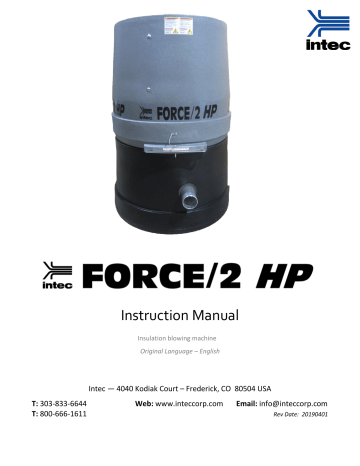 Intec FORCE/2 HP Instruction Manual | Manualzz