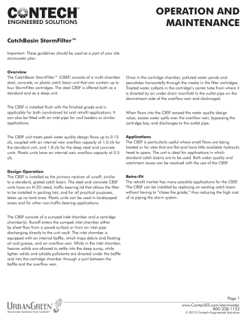 Contech CatchBasin StormFilter Operation And Maintenance | Manualzz