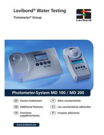 Lovibond MD 100 Additional Features & Benefits | Manualzz