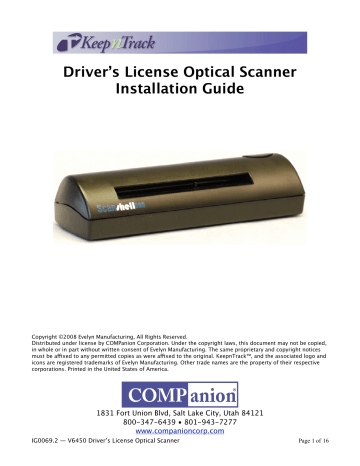 COMPANION ScanShell 800 Installation Manual | Manualzz