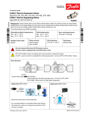 Danfoss Colibri KVS 3C Guide d'installation | Manualzz