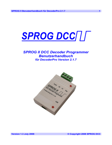 Sprog II DCC Decoder Programmer Benutzerhandbuch | Manualzz
