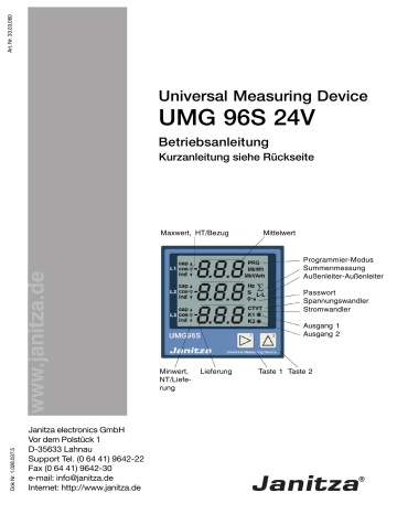 janitza UMG 96S 24V Bedienungsanleitung | Manualzz