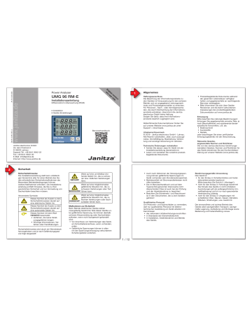 janitza UMG 96 RM-E Installationsanleitung | Manualzz