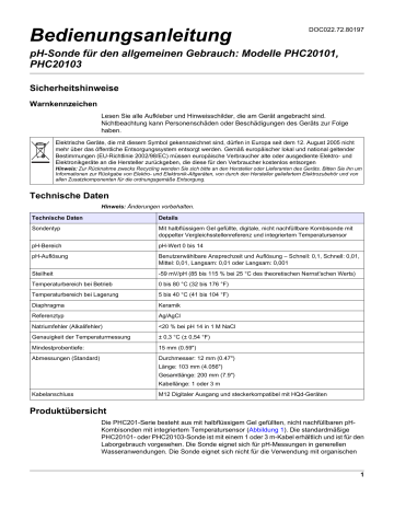 Hach PHC20101 Bedienungsanleitung | Manualzz