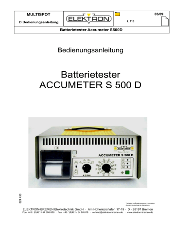 Elektron ACCUMETER S 500 D Bedienungsanleitung | Manualzz