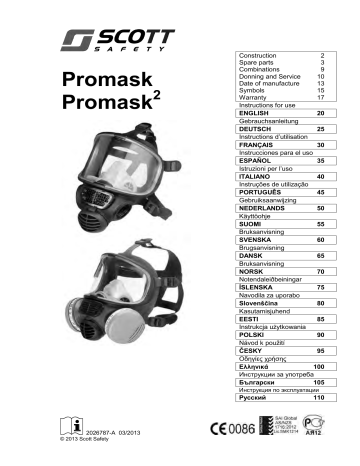 Scott Safety Promask 2, Promask Istruzioni per l'uso | Manualzz