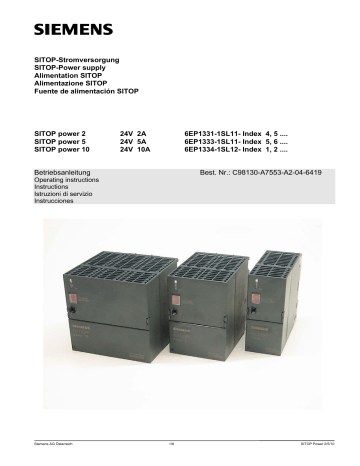 Siemens SITOP power 5 Betriebsanleitung | Manualzz