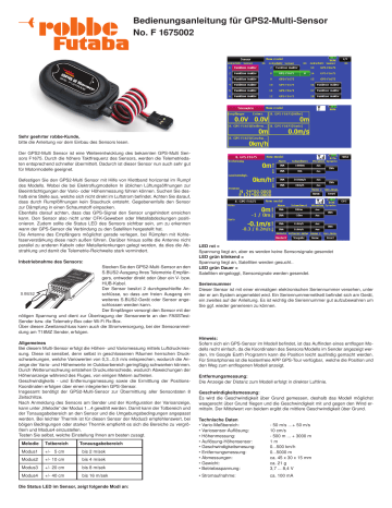ROBBE-Futaba GPS2-Multi-Sensor Bedienungsanleitung | Manualzz