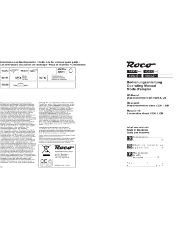 roco BR 221 DB Bedienungsanleitung | Manualzz
