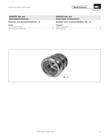 Multi-Contact MA035 Montageanleitung | Manualzz