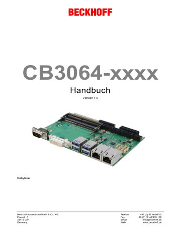 Intel(R) Ethernet Connection I219-LM. Beckhoff CB3064 Serie | Manualzz