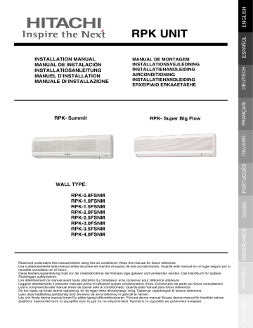 Hitachi RPK-3.0FSNM, RPK-4.0FSNM Installationsanleitung | Manualzz