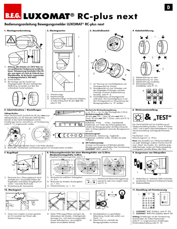 B.E.G. LUXOMAT RC-plus next Bedienungsanleitung | Manualzz