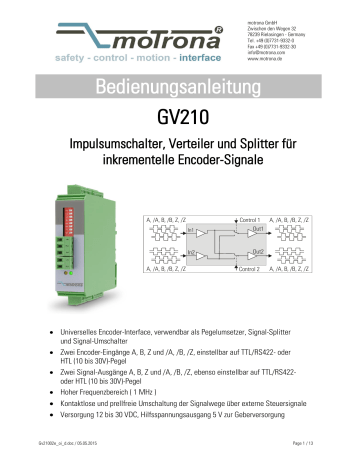 Motrona GV210 Bedienungsanleitung | Manualzz