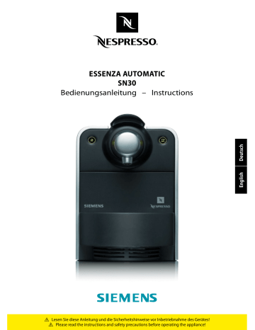 Nespresso essenza automatic sn30 Bedienungsanleitung | Manualzz