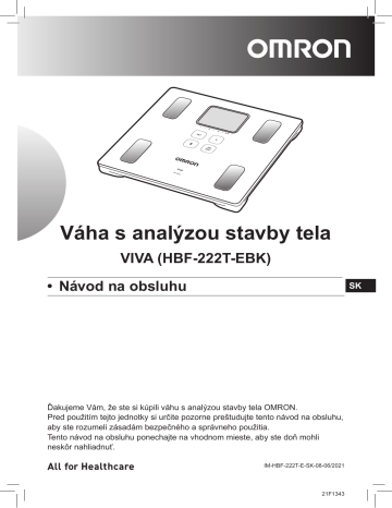 Omron Healthcare HBF-222T-EBK VIVA Digital Scale Instruction manual ...