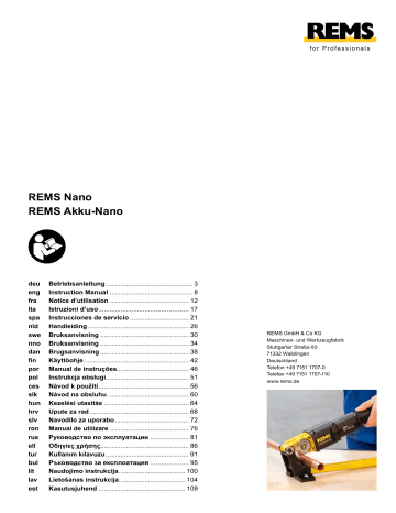 REMS NANO Instruction manual | Manualzz
