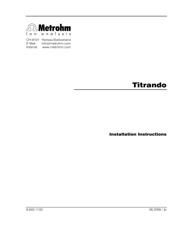 Metrohm 808 Titrando Installation Instructions | Manualzz