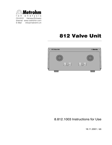 Metrohm 812 IC Valve Unit Instructions for use | Manualzz