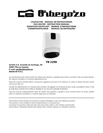 Orbegozo FB 2200 CALEFACTOR DE PARED Owner's Manual | Manualzz