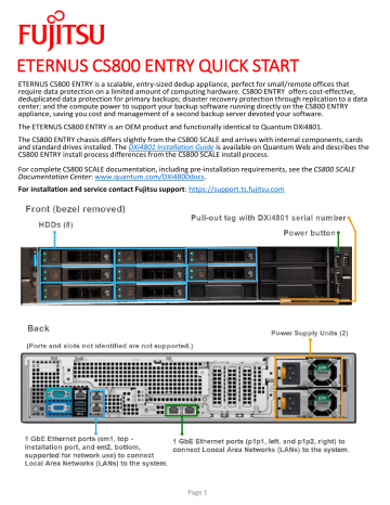 Fujitsu ETERNUS CS800 M1 ENTERPRISE HD 204TB Setup Guide | Manualzz