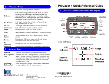 Kustom Signals ProLaser 4 Quick Reference Guide | Manualzz