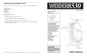 Weider WESY8530 8530 SYSTEM User Manual | Manualzz